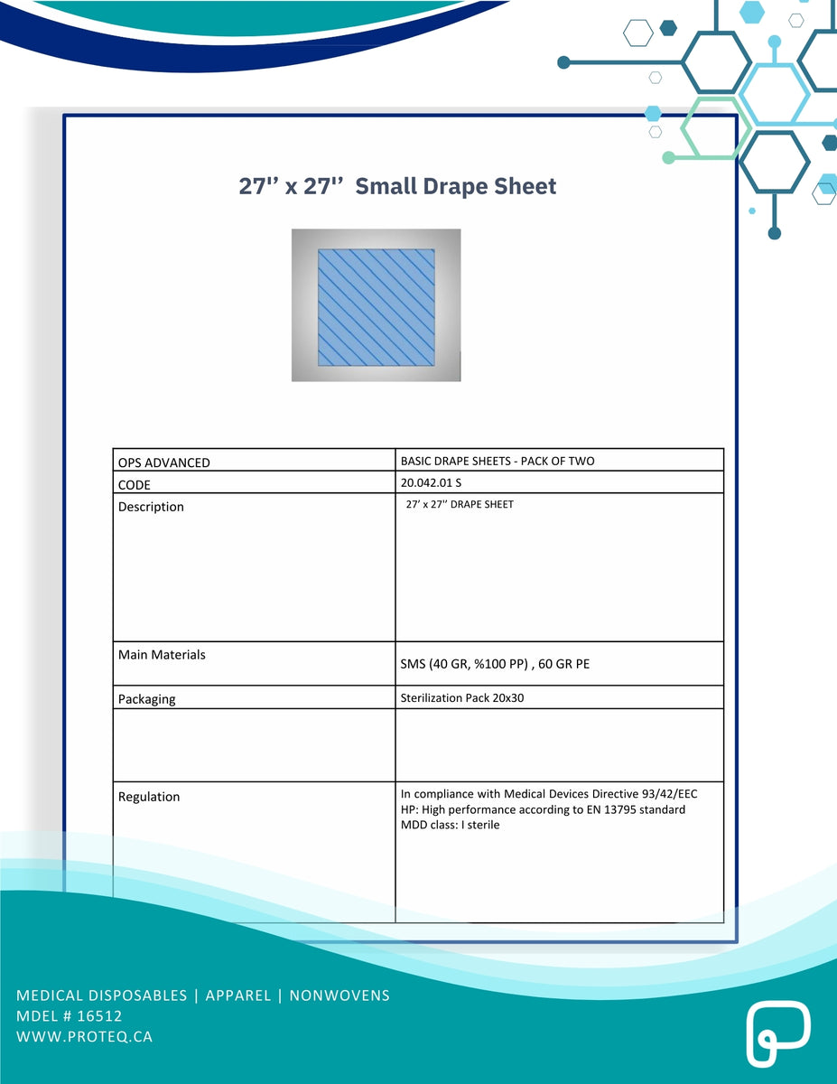 27'' x 27'' Small Drape Sheet – Proteq Medical - Infection Prevention ...